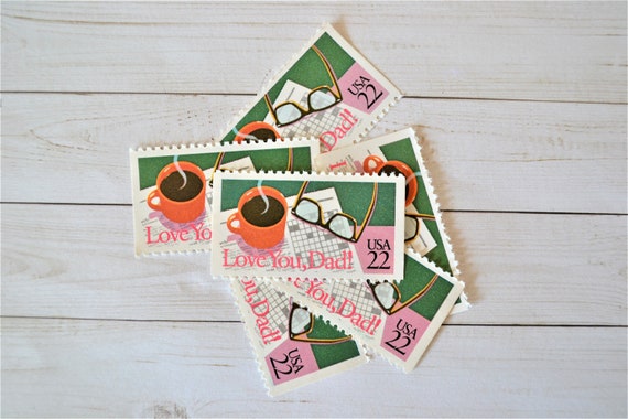 Love You Dad Vintage Stamps Father's Day Postage Stamps | Etsy