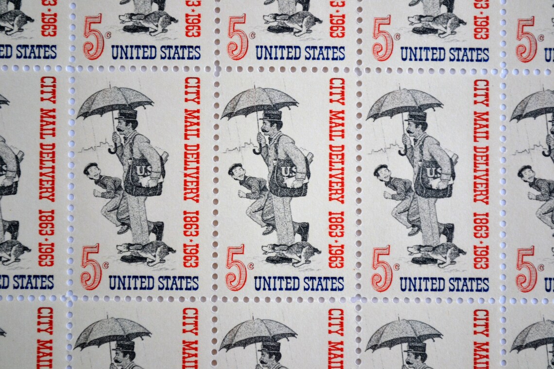 Vintage Mailman Letter Writing Stamps Unused City Mail | Etsy
