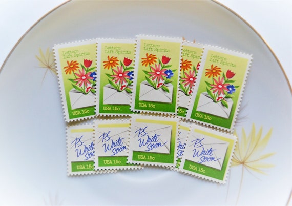 10 Vintage Postage Letter Writing Stamps Letters Lift Spirits | Etsy