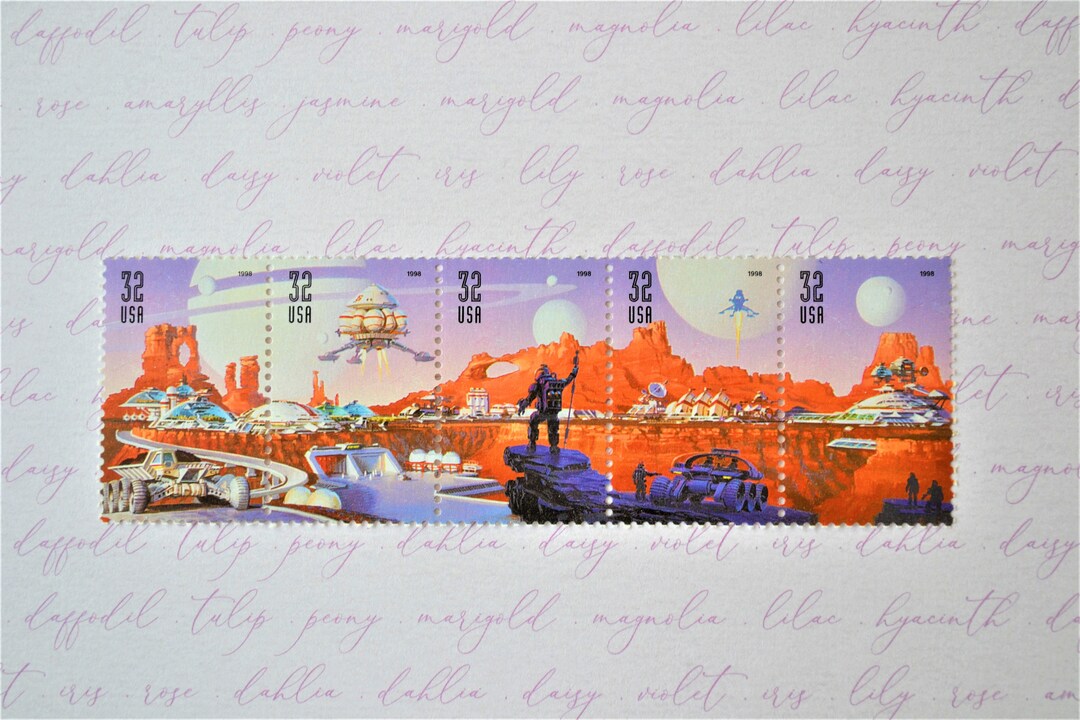 Sci Fi Space Postage Vintage Stamps, Martian Unused Postage Stamps for ...