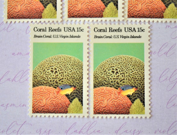 Coral Reefs Stamps Vintage US Virgin Islands Stamps Tropical - Etsy