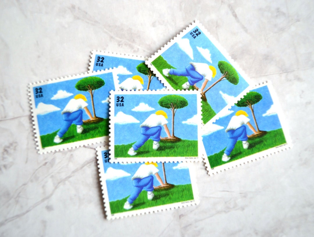 Kids Care Vintage Stamps, Planting Trees, Restore the Environment (5 ...