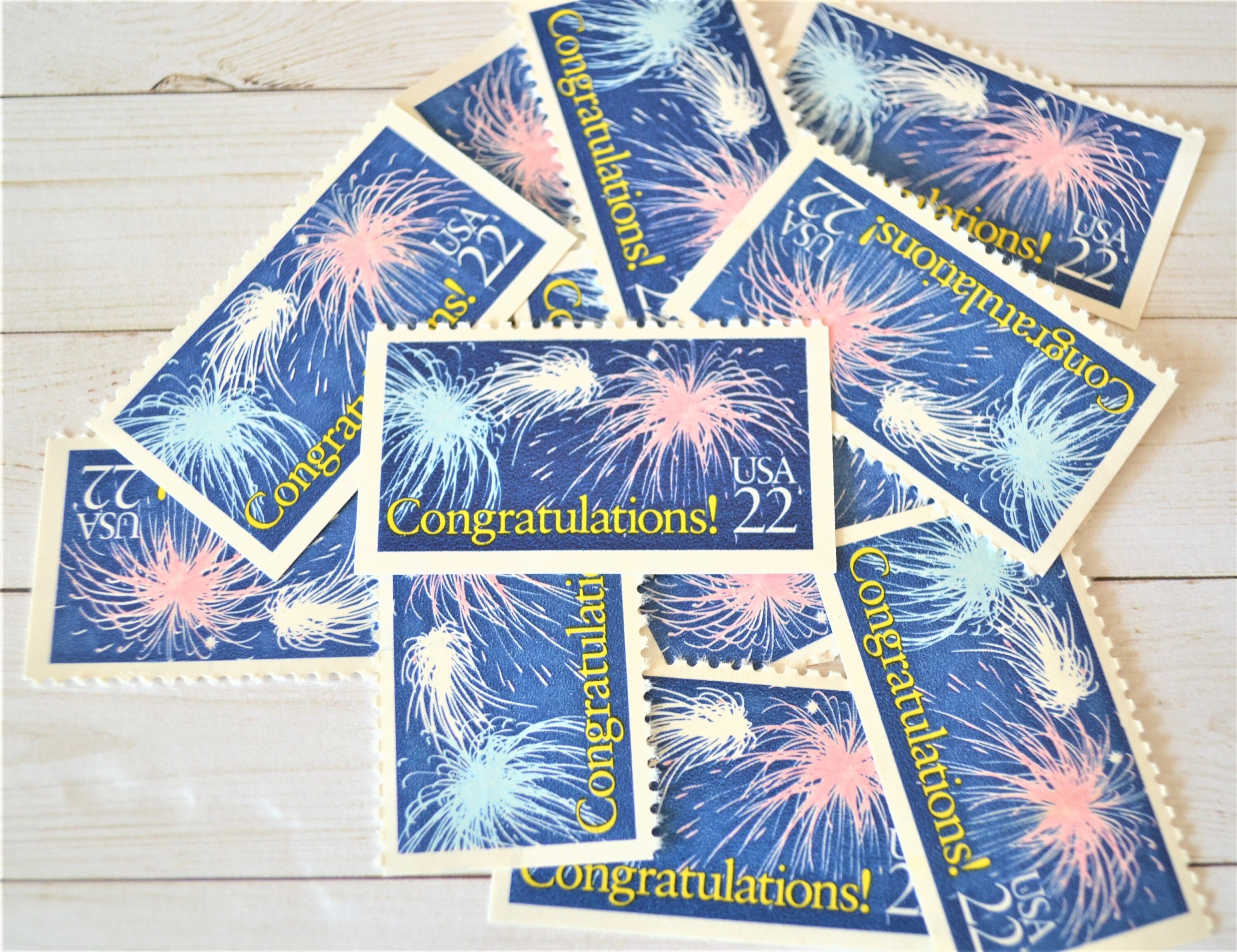 Congratulations Vintage Stamps Fireworks Postage Stamps - Etsy