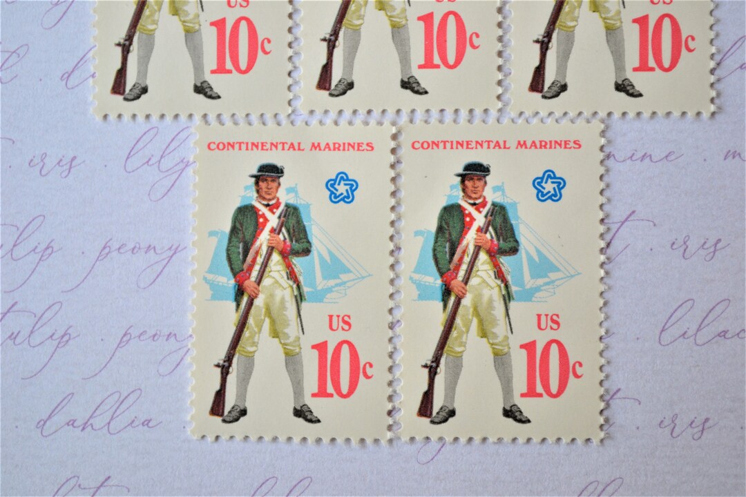 Military Uniforms Stamps, Continental Marines Vintage Postage Stamps ...