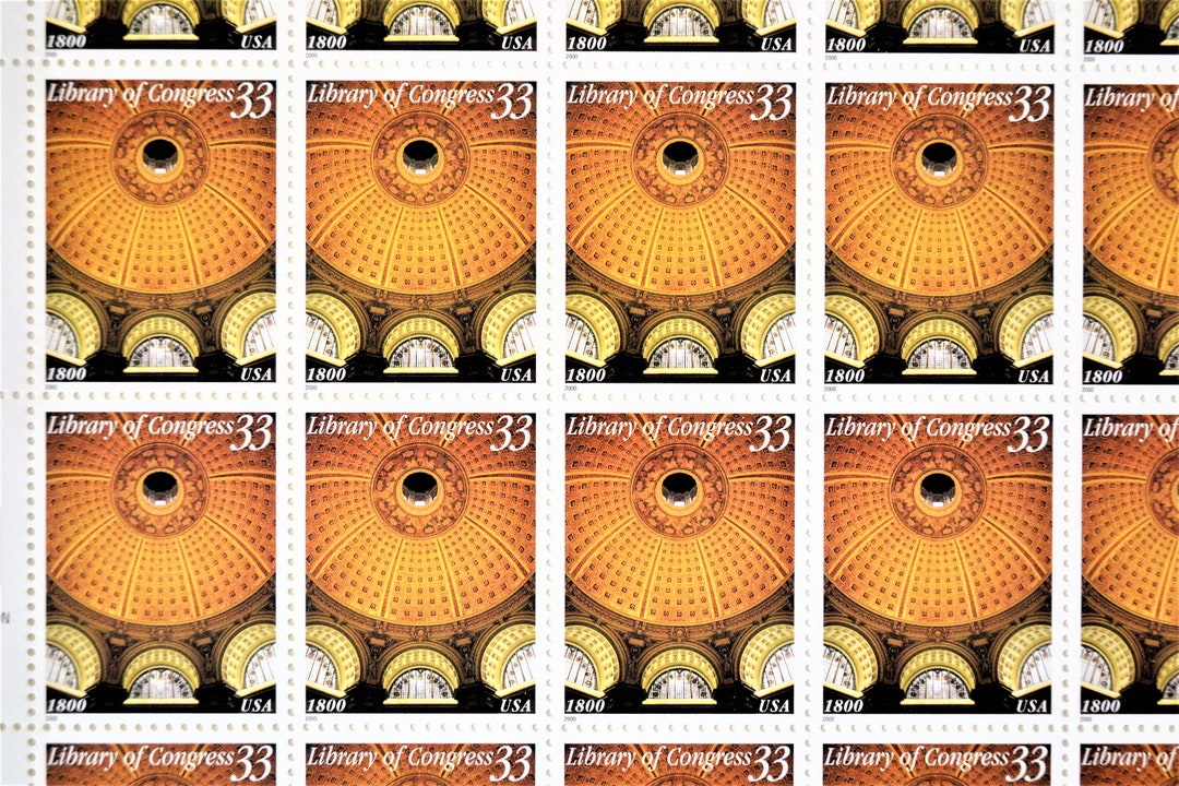 Library of Congress Unused Vintage Postage Mail Stamps US, Gold Postage ...