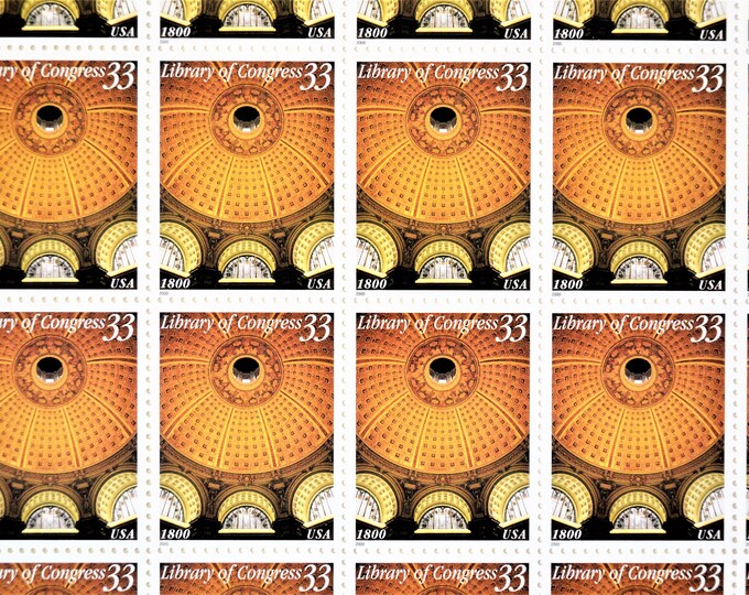 Library of Congress Unused Vintage Postage Mail Stamps US, Gold Postage ...