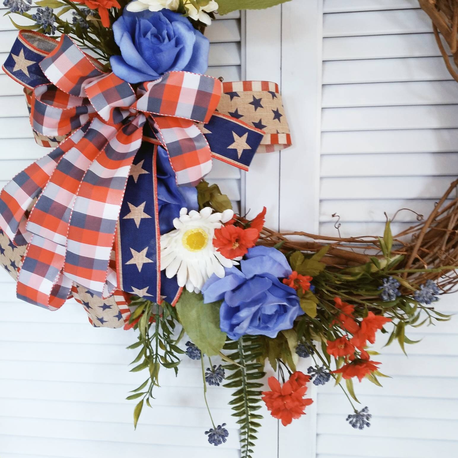 Patriotic Memorial Day Wreath for Front Door, Patriotic 4th of July ...