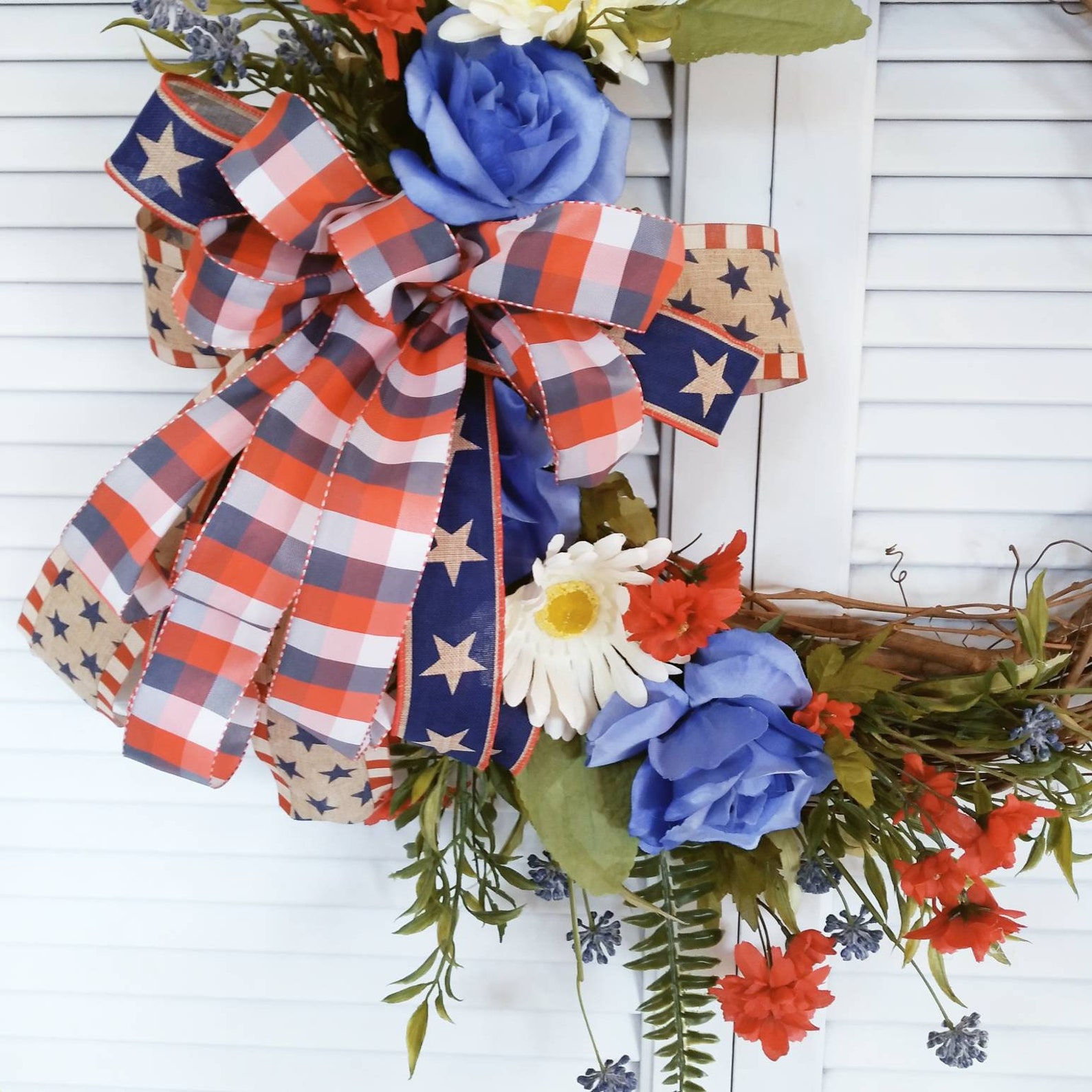Patriotic Memorial Day Wreath for Front Door, Patriotic 4th of July ...