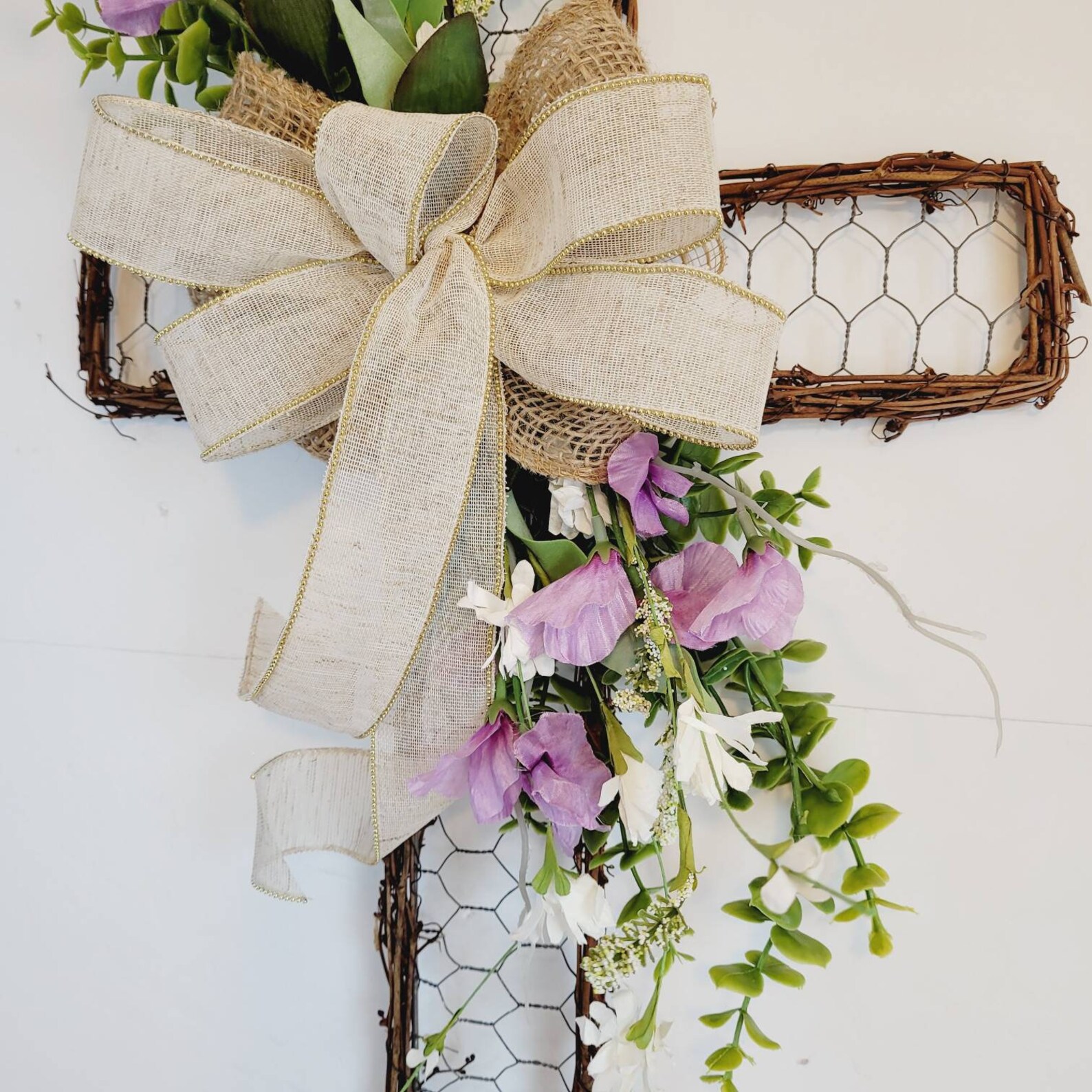 Religious Cross Wreath for Front Door Religious Twig Cross - Etsy