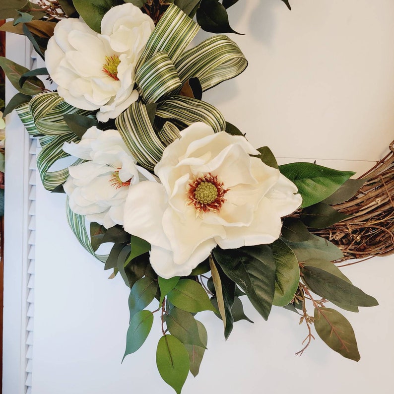 Everyday Spring Magnolia Wreath for Front Door, Spring Farmhouse Wreath ...