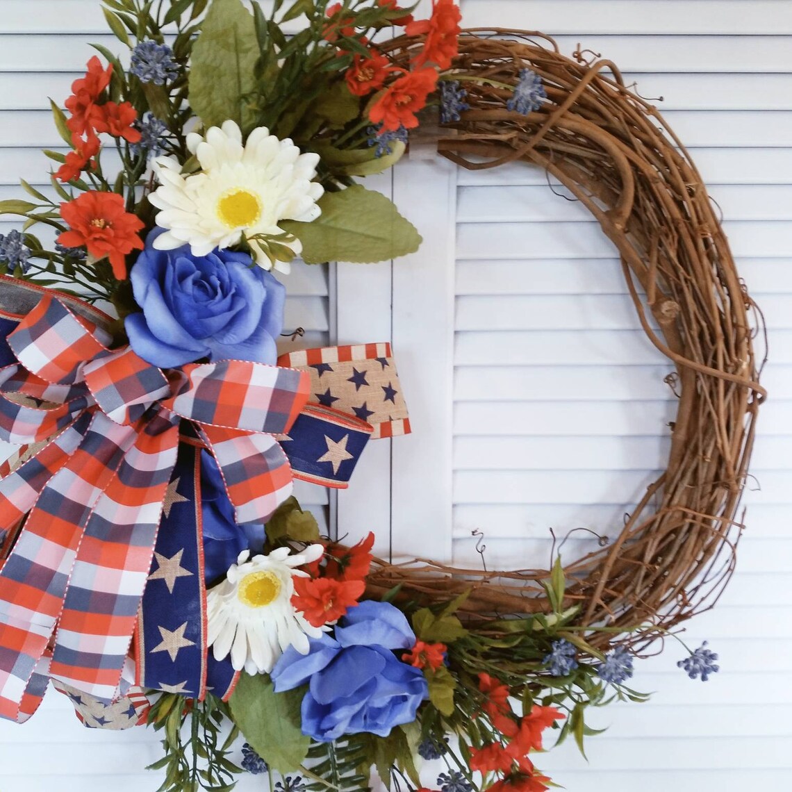 Patriotic Memorial Day Wreath for Front Door, Patriotic 4th of July ...