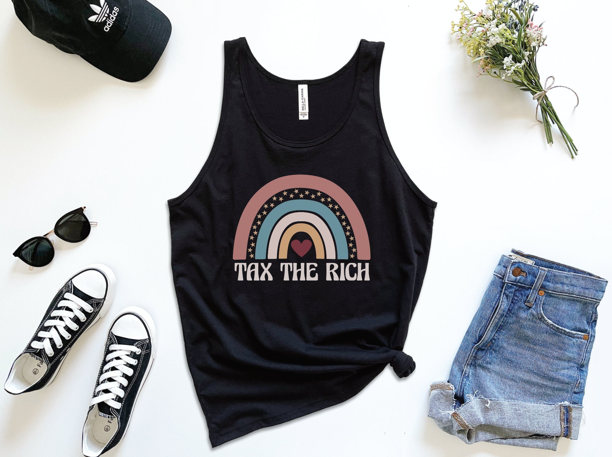 Tax the Rich Tank Boho Rainbow Anti-capitalist Top | Etsy