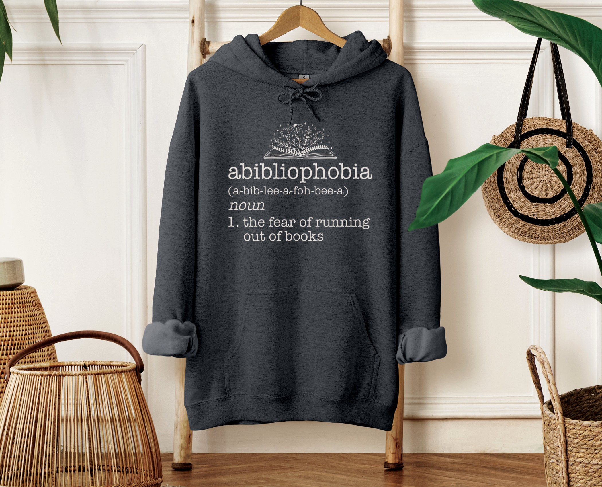 Abibliophobia Hoodie, Fear of Running Out of Books Top, Funny Book ...