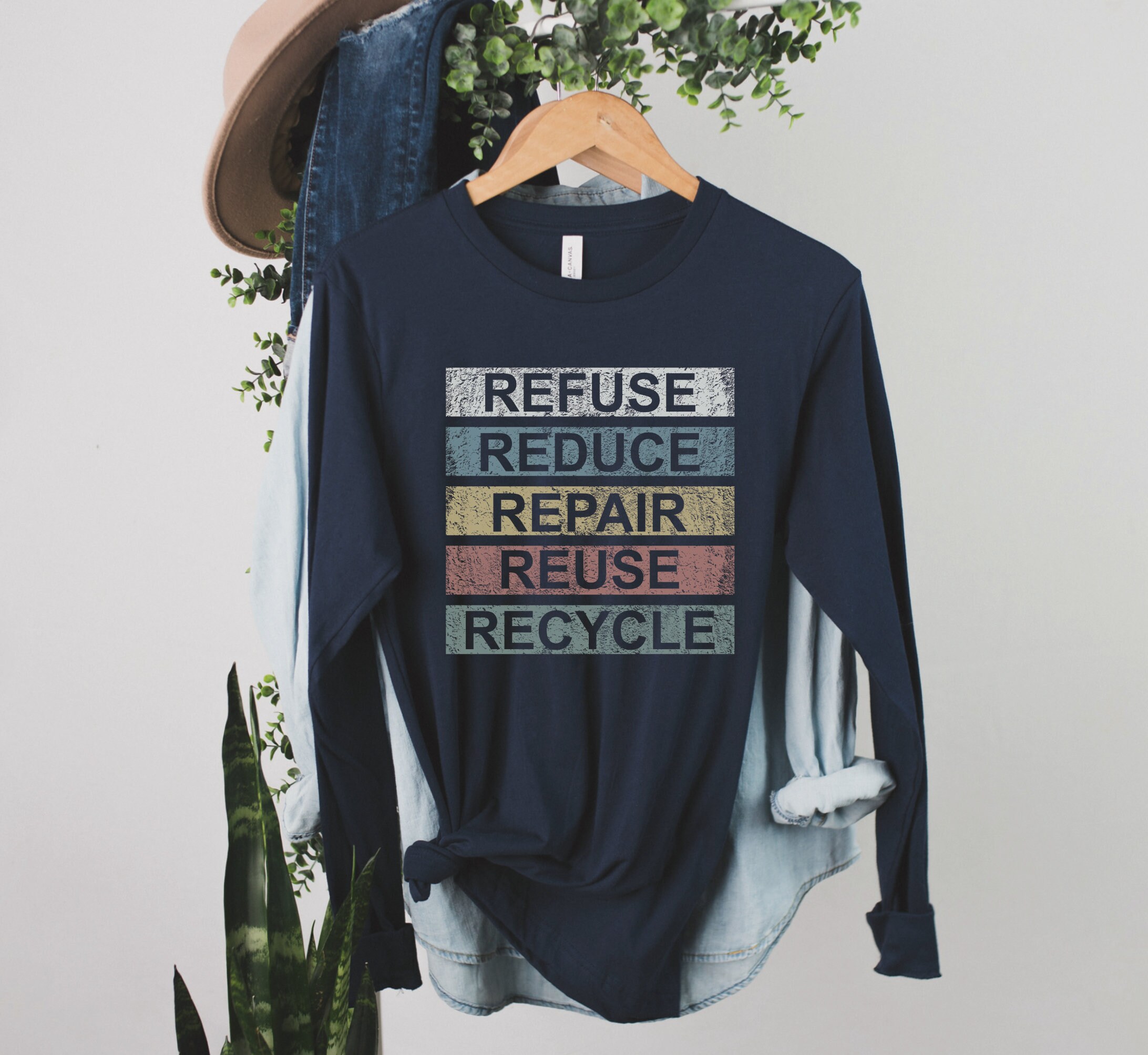 Refuse Reduce Repair Reuse Recycle Long Sleeve Shirt, Environment ...