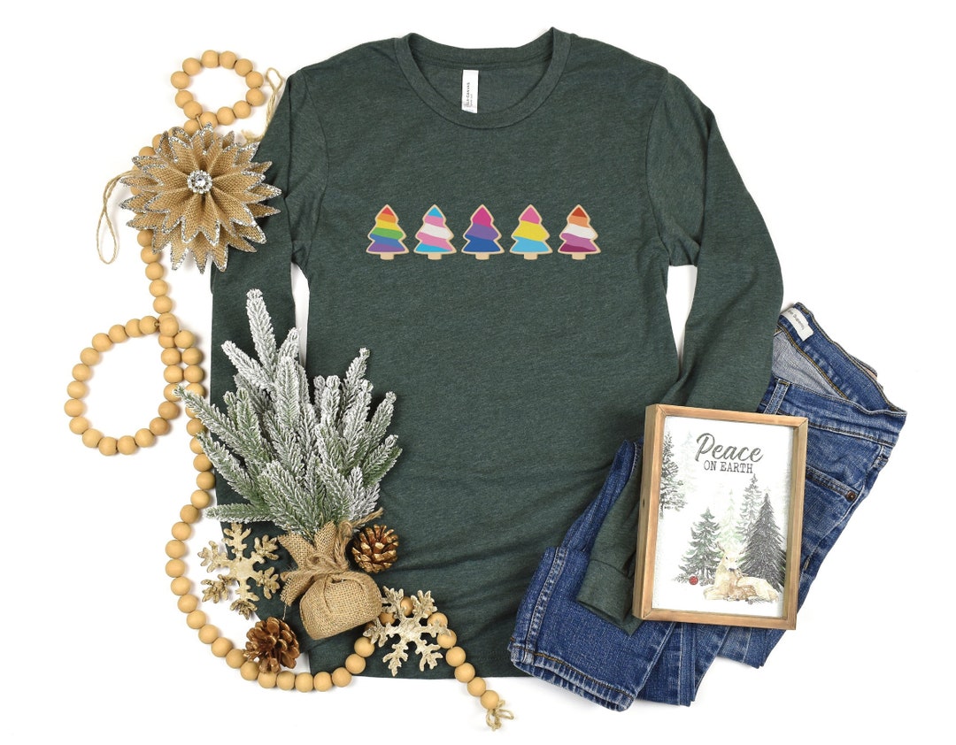 LGBTQIA+ Pride Christmas Tree Cookies Long Sleeve Shirt, Pride Xmas ...