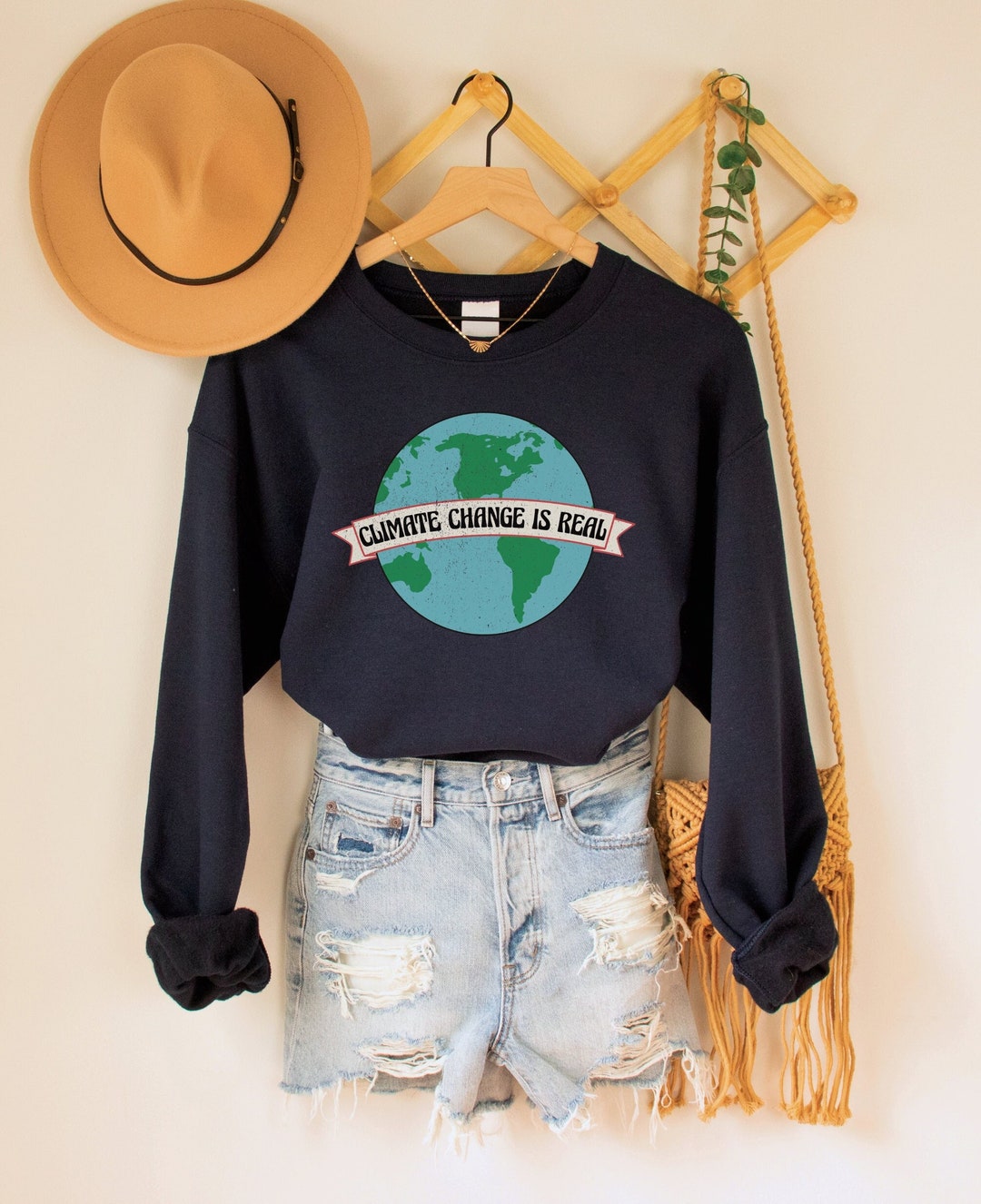 Climate Change is Real Sweatshirt, Environmentalist Crewneck, No Planet ...