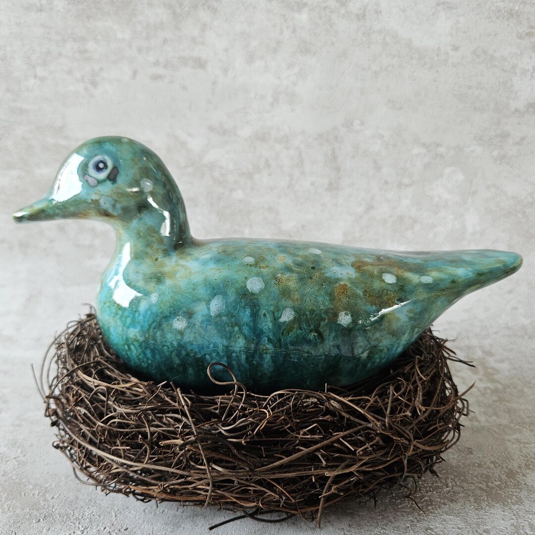 Ceramic Duck Figure, Ceramic Bird Sculpture, Eclectic Home Decor - Etsy