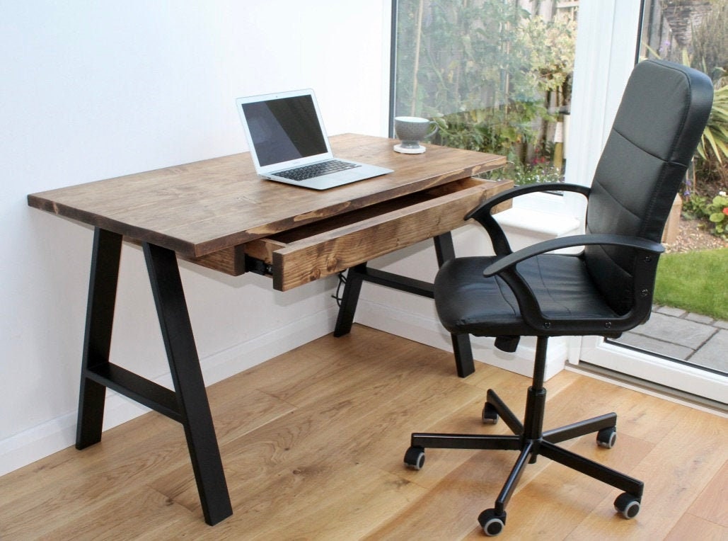 Desk With Drawer Storage Mounted on A-frame Legs All Handmade From ...