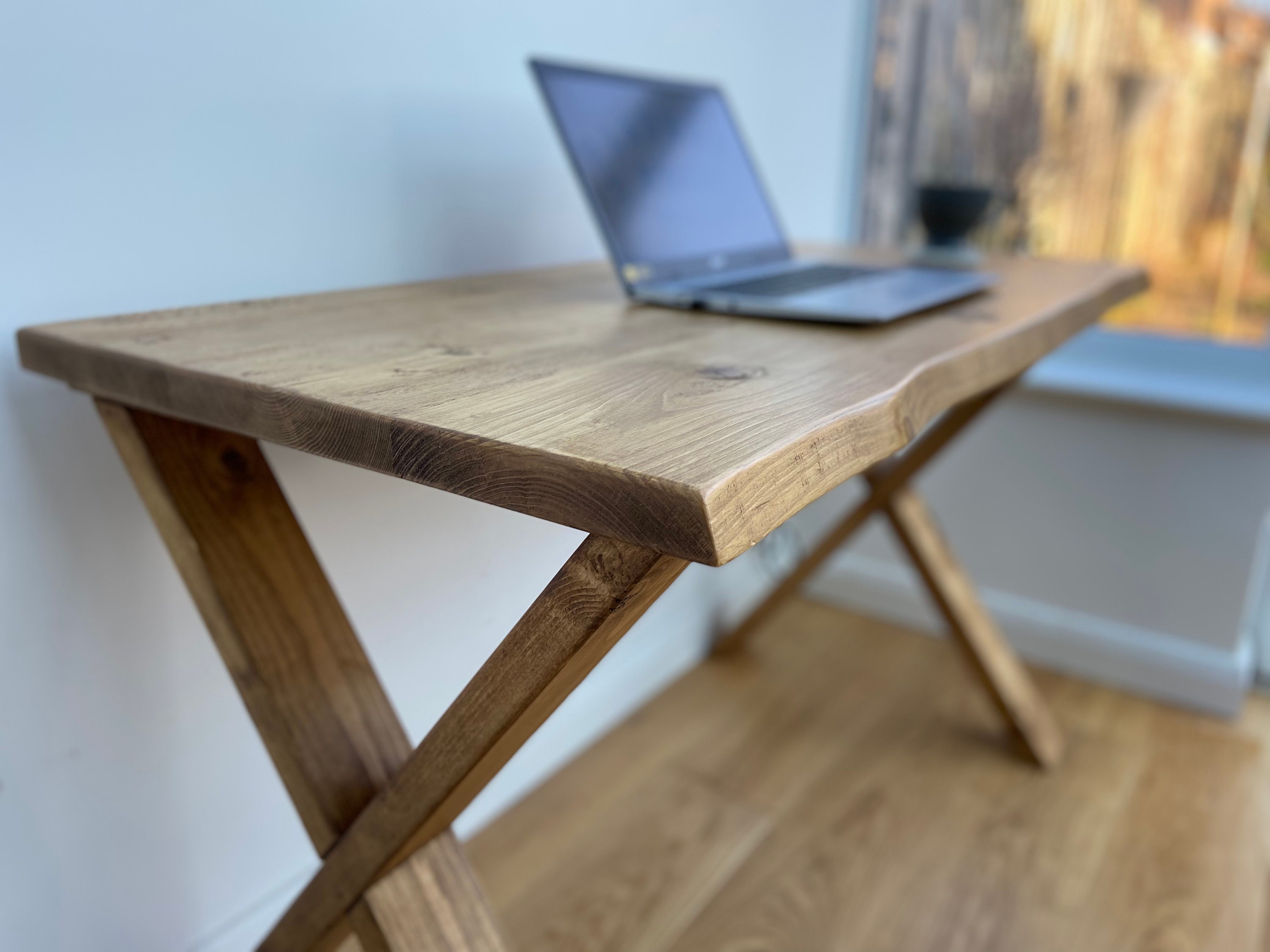 Live Edge Rustic Desk on Timber X-frame Legs Handmade From - Etsy UK