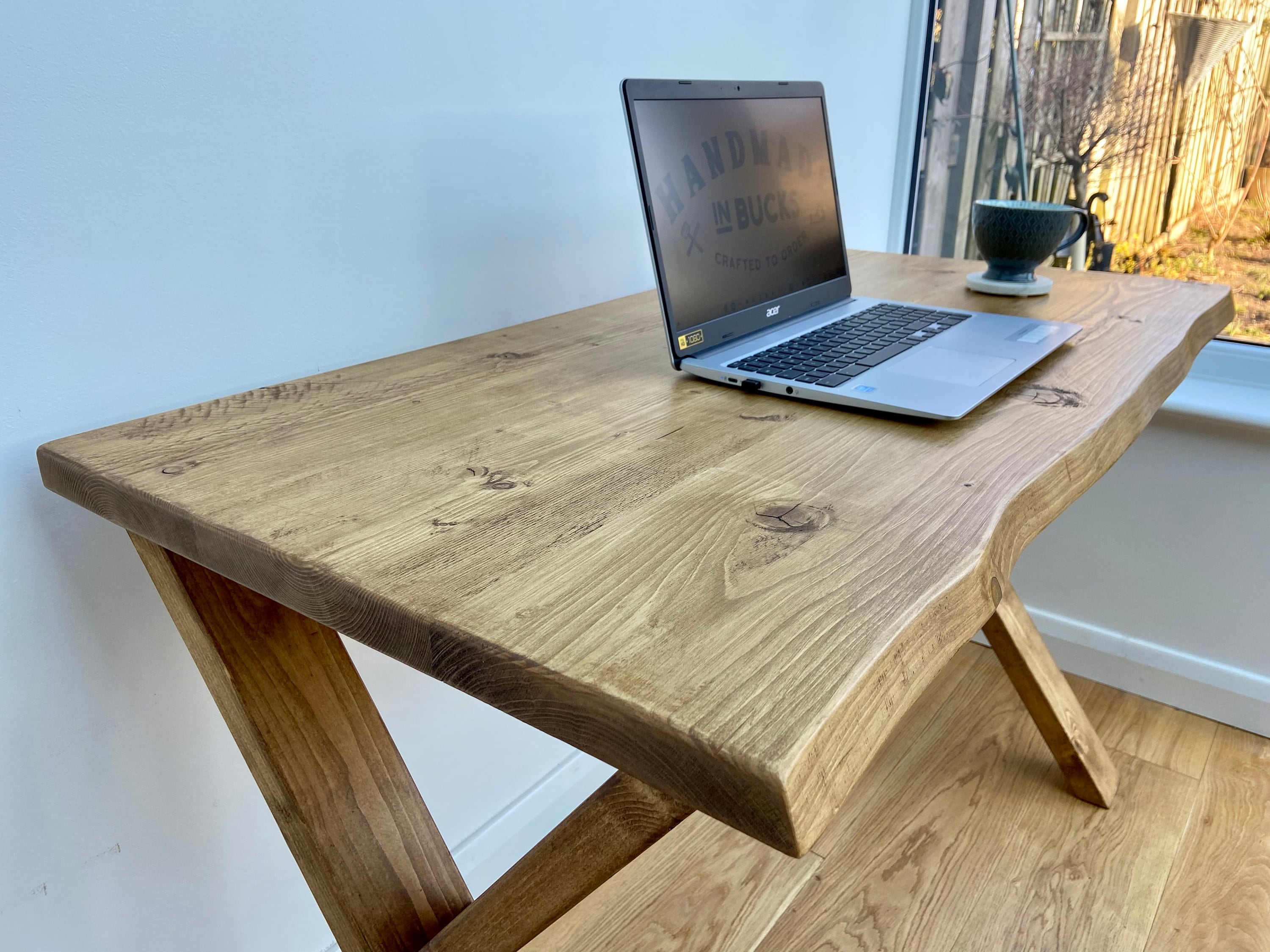 Live Edge Rustic Desk on Timber X-frame Legs Handmade From - Etsy UK