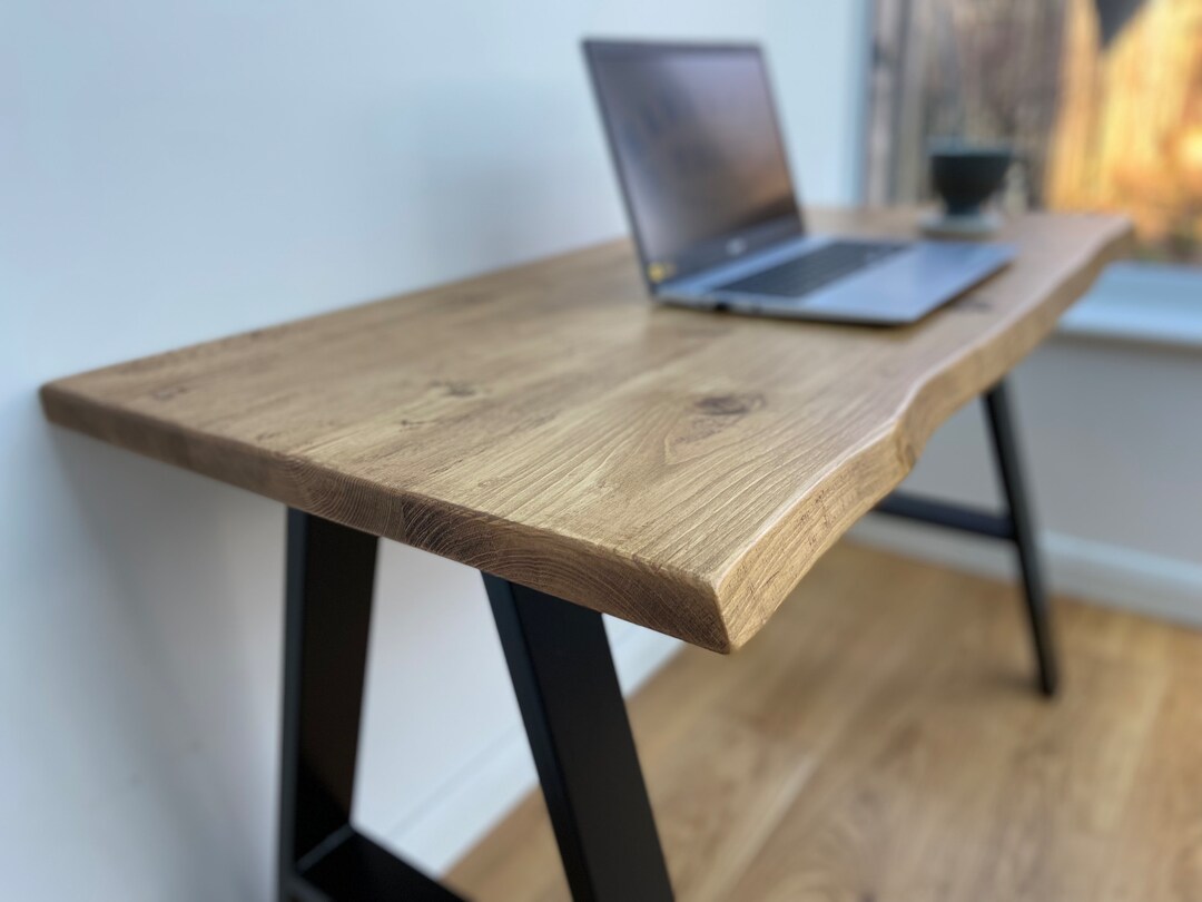 Live Edge Rustic Desk on A-frame Black, White or Steel Legs Handmade ...
