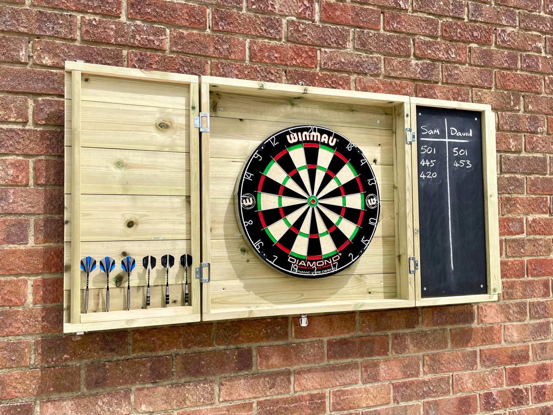 Outdoor Garden Dartboard Darts Cabinet, Fully Treated Ready to Hang and ...