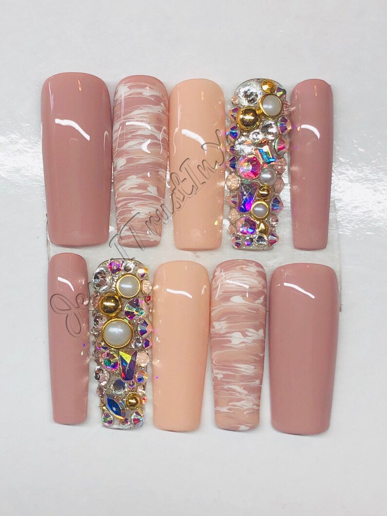 BLESSED Long Square Gel Press on Nails - Etsy