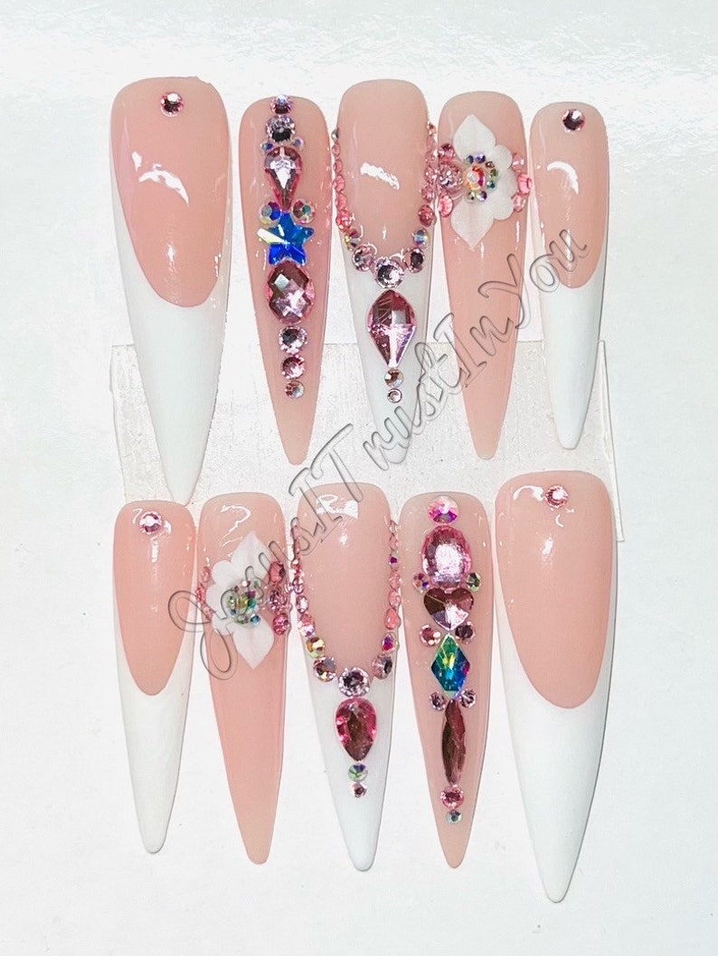 STUNNER Rhinestone XXL Ballerina Gel Press on Nails | Reusable Nails ...