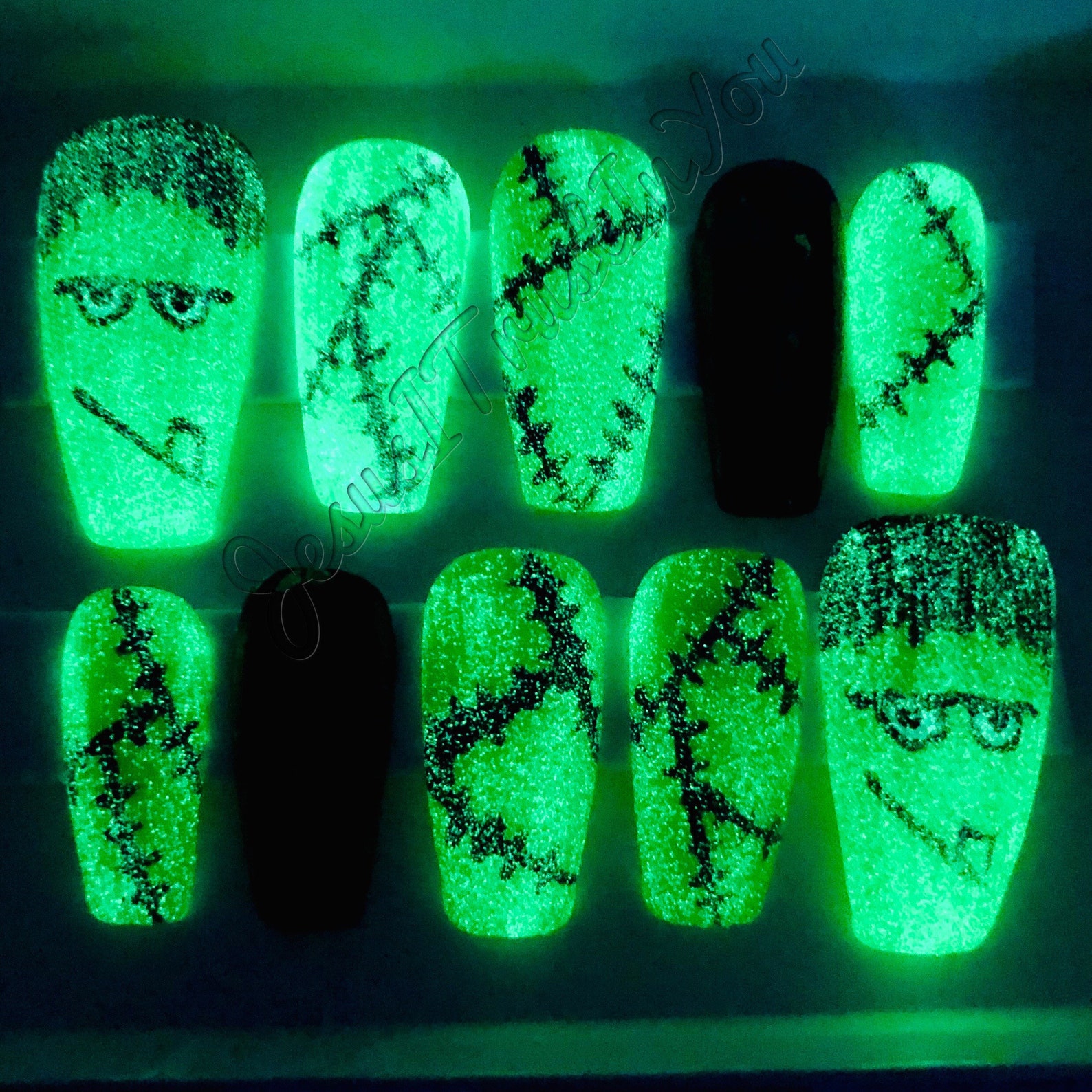 FRANKENSTEIN HALLOWEEN Gel Polish Press on Nails - Etsy