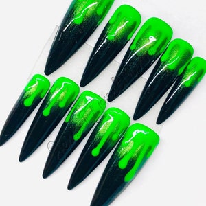 SLIMED - XXL Stiletto Gel Press on Nails| Reusable Nails | Long Nails ...