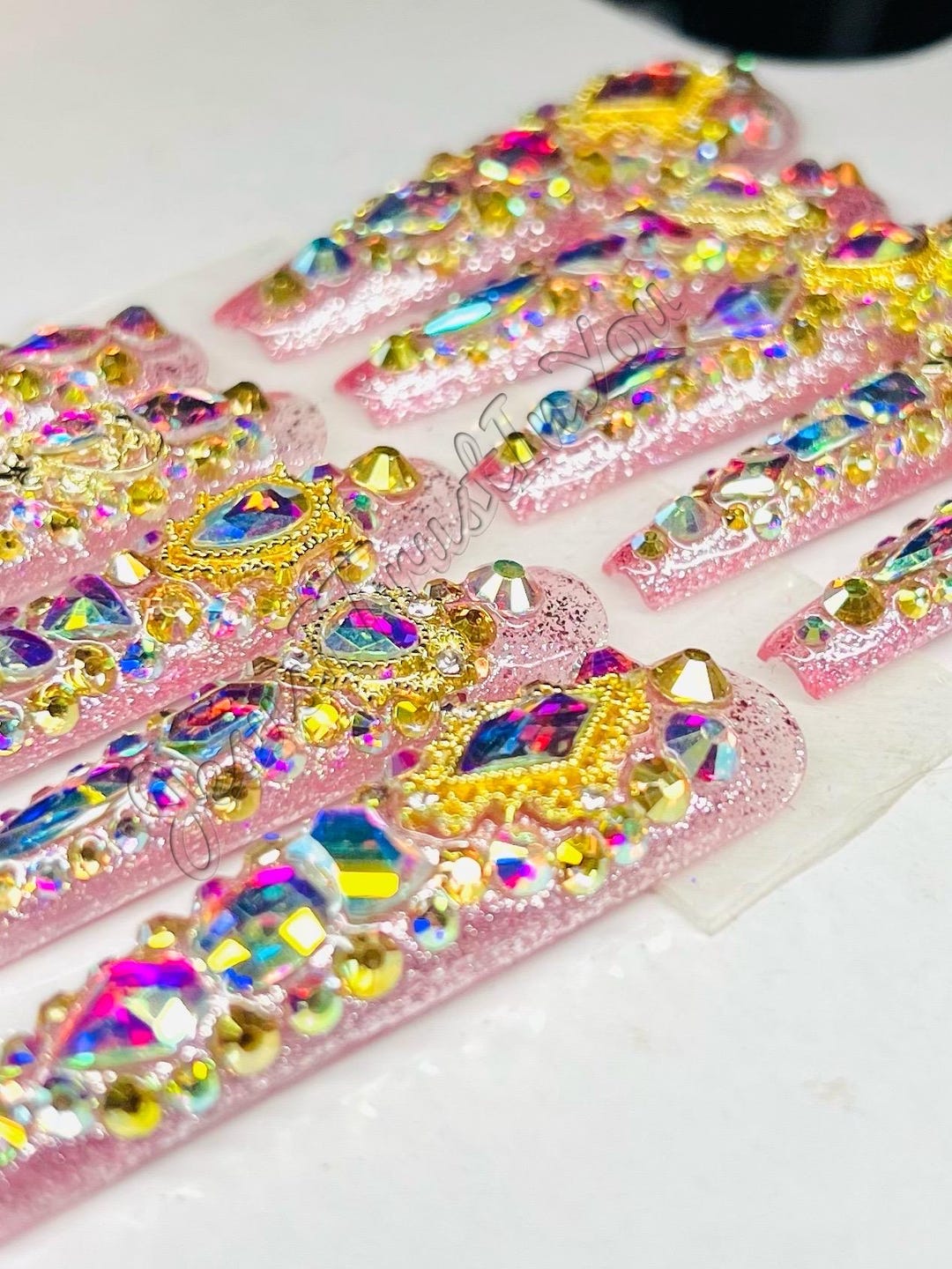 QUEEN PINK JEWELS 3X Ballerina Gel Press on Nails | Reusable Nails ...