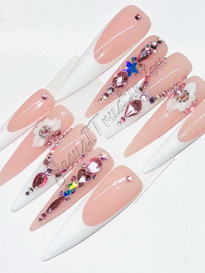 STUNNER Rhinestone XXL Ballerina Gel Press on Nails | Reusable Nails ...