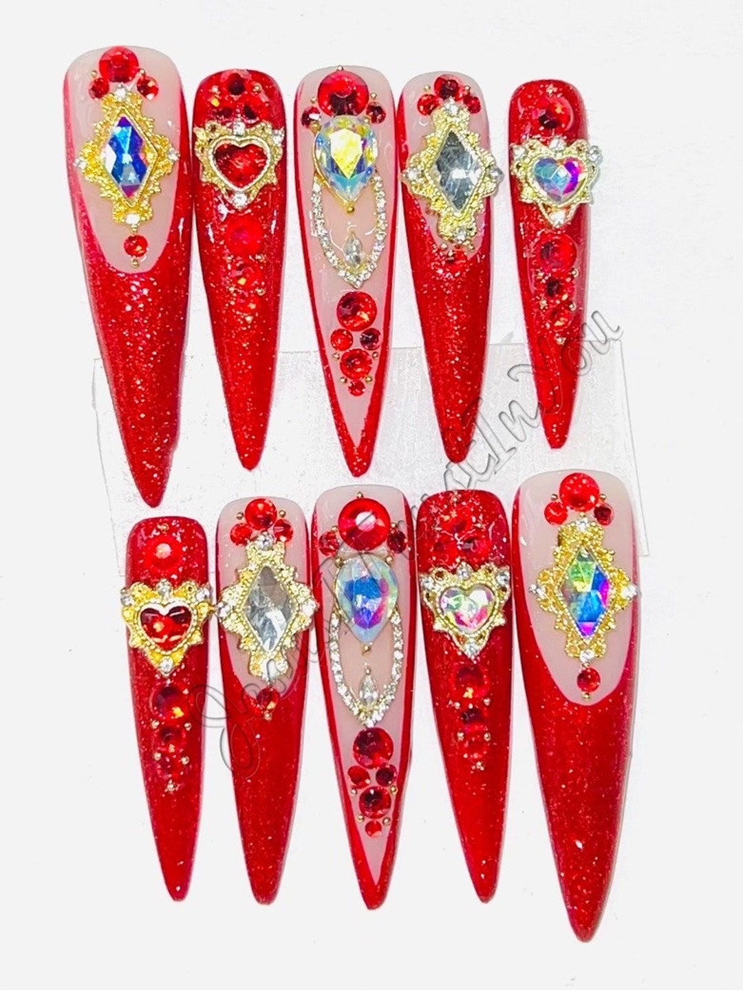 STOP It Rhinestone XXL Ballerina Gel Press on Nails | Reusable Nails ...