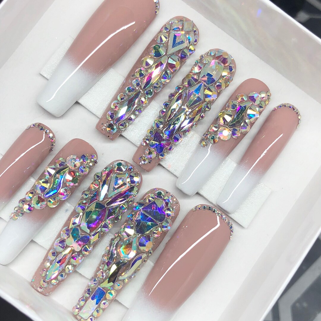 XXL Ballerina- SPARKLE - Gel Press on Nails| Reusable Nails | Long ...