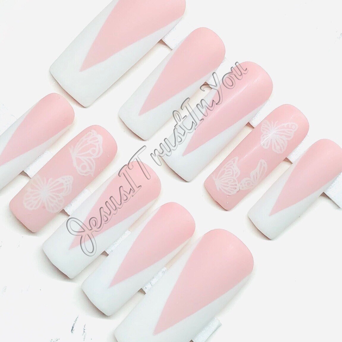 BUTTERFLY Long Square Gel Press on Nails | Etsy