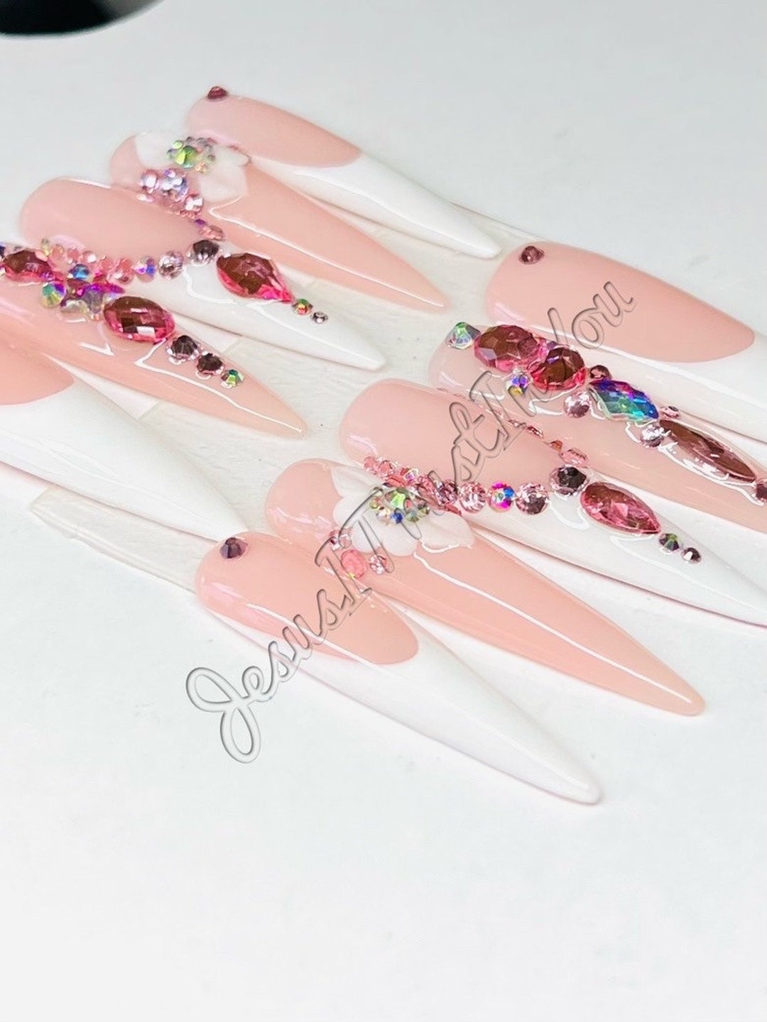 STUNNER Rhinestone XXL Ballerina Gel Press on Nails | Reusable Nails ...