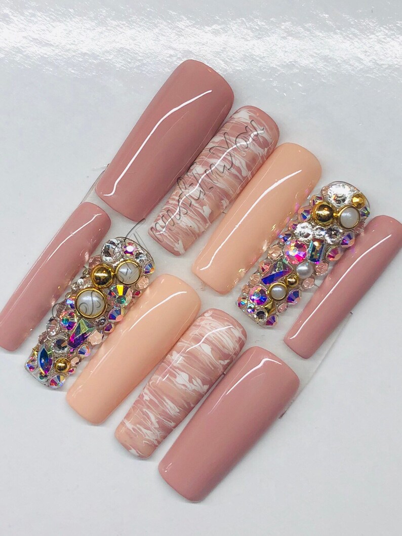 BLESSED Long Square Gel Press on Nails - Etsy