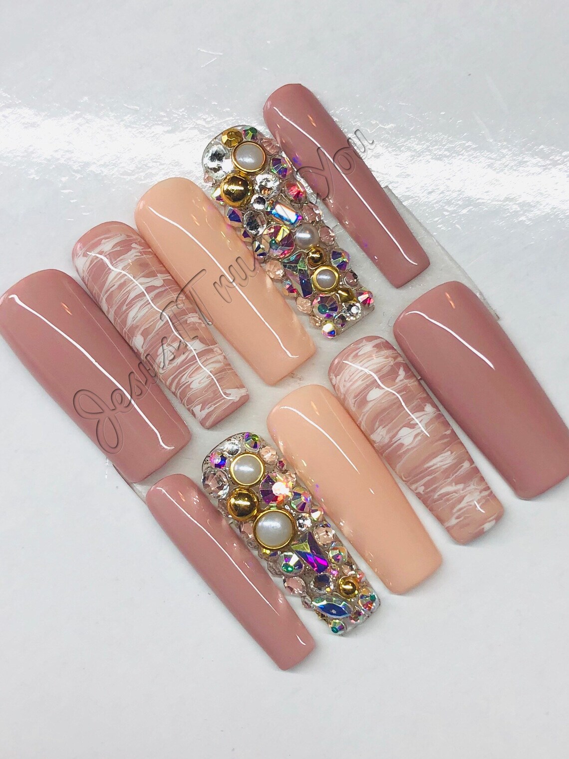 BLESSED Long Square Gel Press on Nails - Etsy