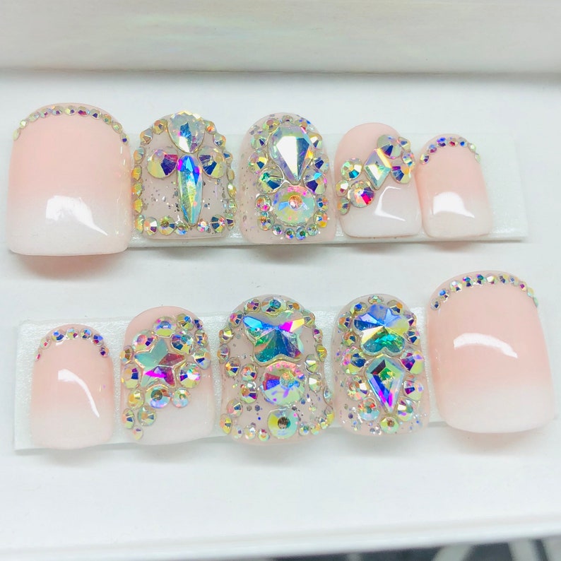SPARKLE SHORT Square Gel Press on Nails - Etsy