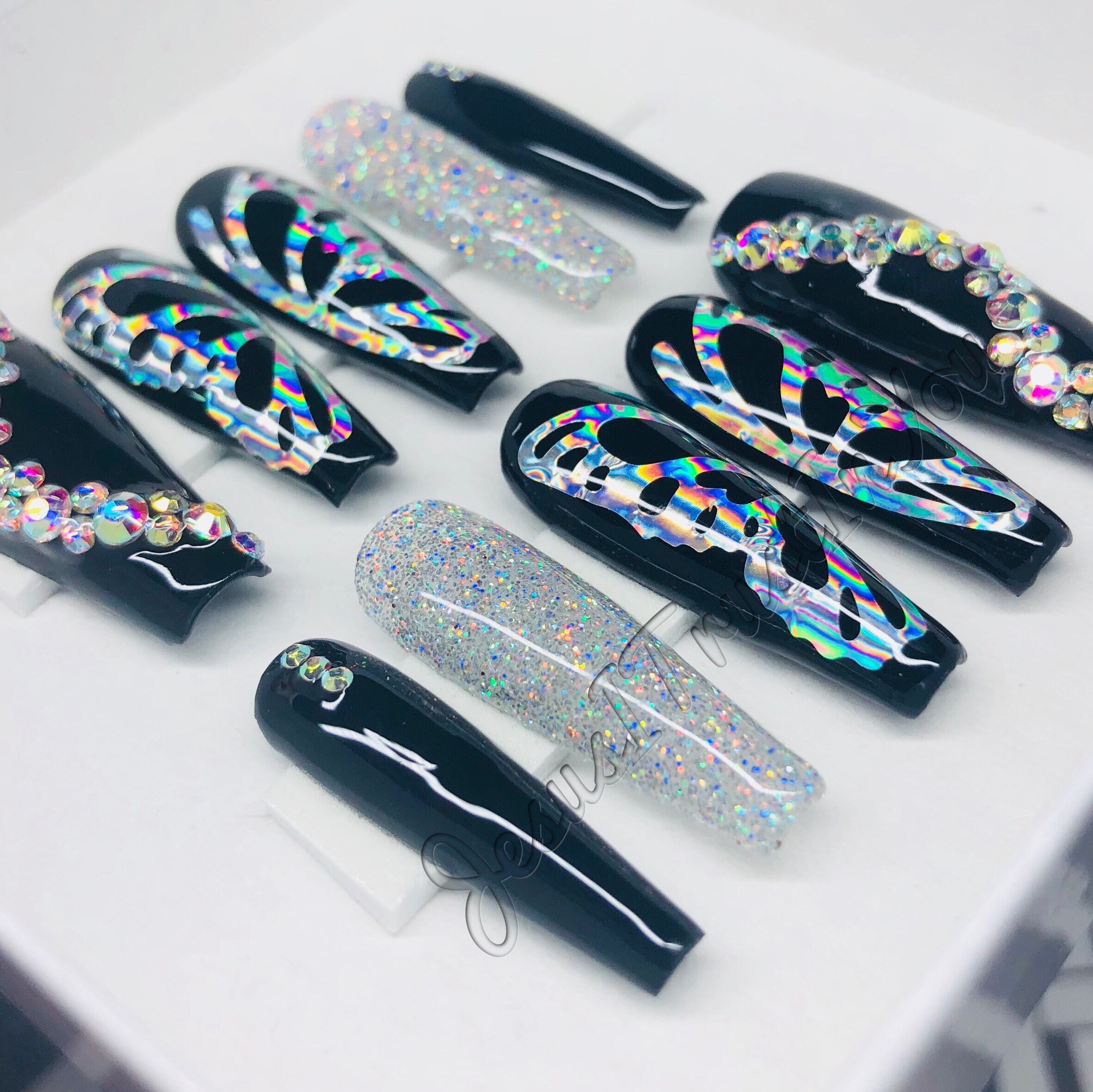 FATIMA Long Ballerina Gel Press on Nails | Etsy