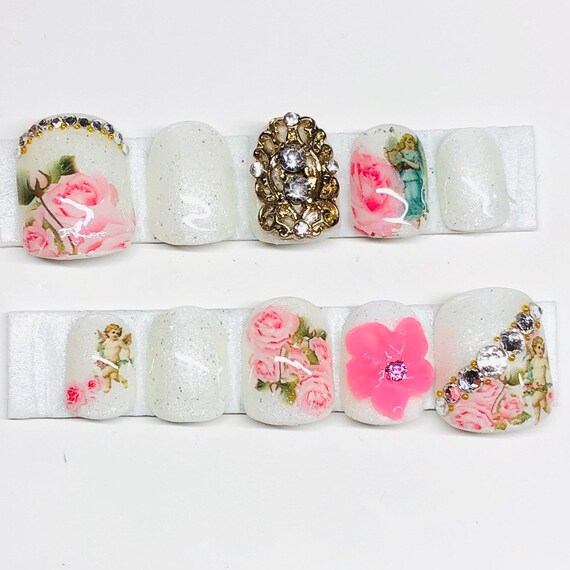ANGELS Short Square Gel Press on Nails | Etsy