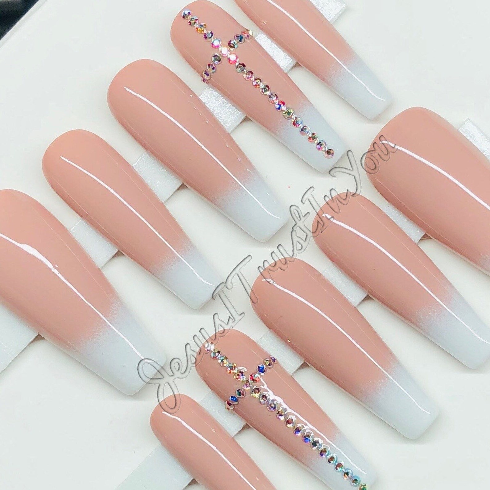 MERCY Long Ballerina Gel Press on Nails | Etsy