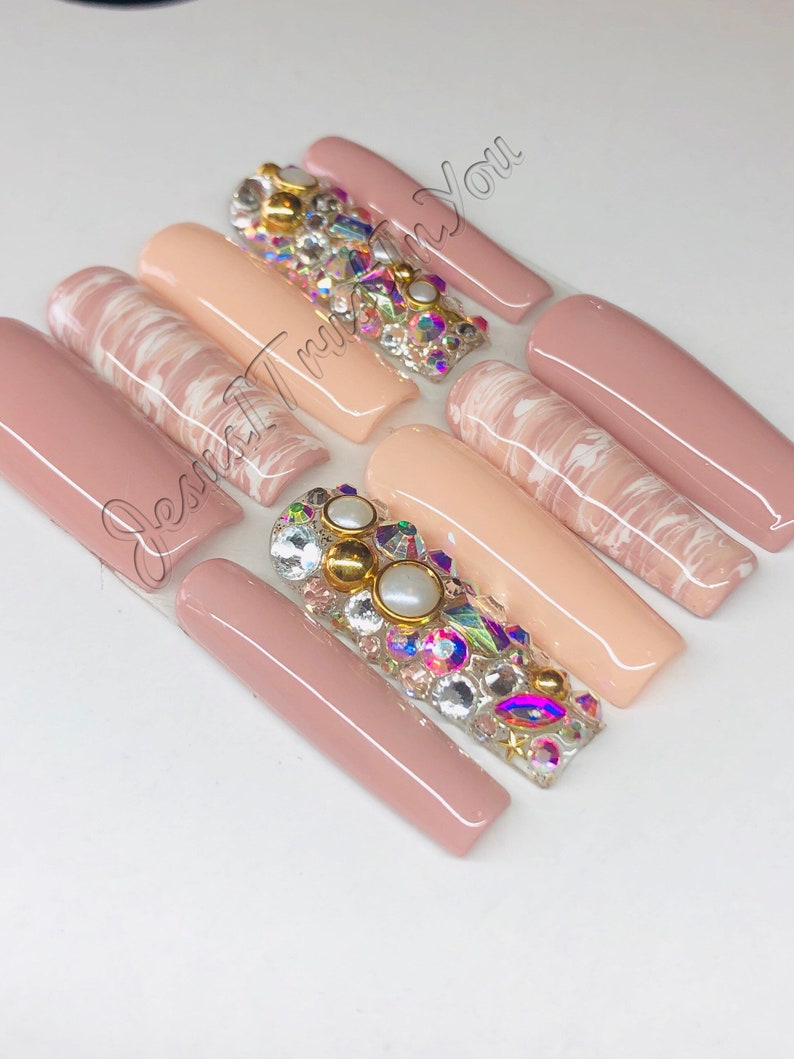 BLESSED Long Square Gel Press on Nails | Etsy