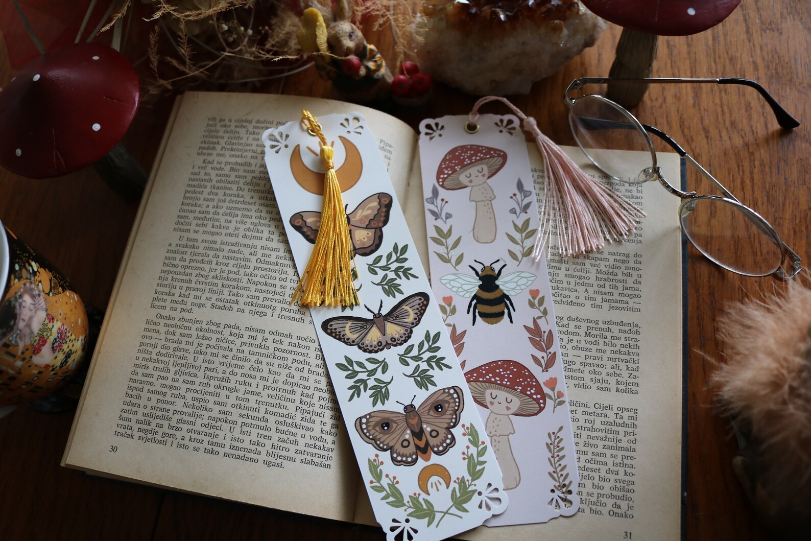 Bookmark set of 2-illustrated | Etsy