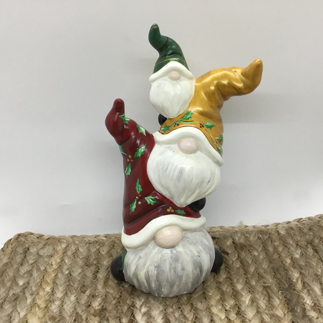 Ceramic Christmas Gnome/christmas Tier Gnome/hand Painted Gnome/holiday ...
