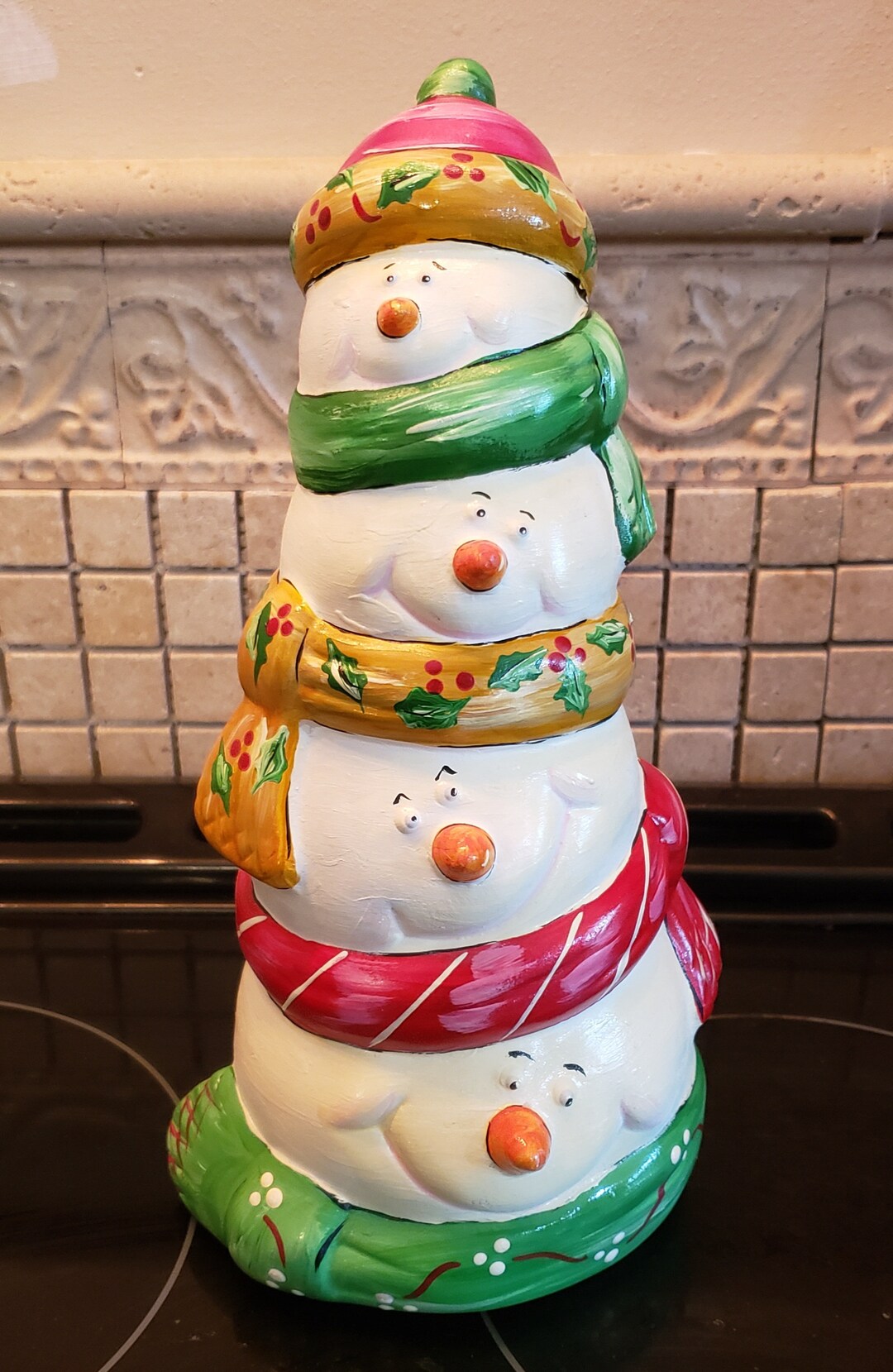 Christmas Stackable Snowman, Hand Painted Snowman, Snowman Decoration ...