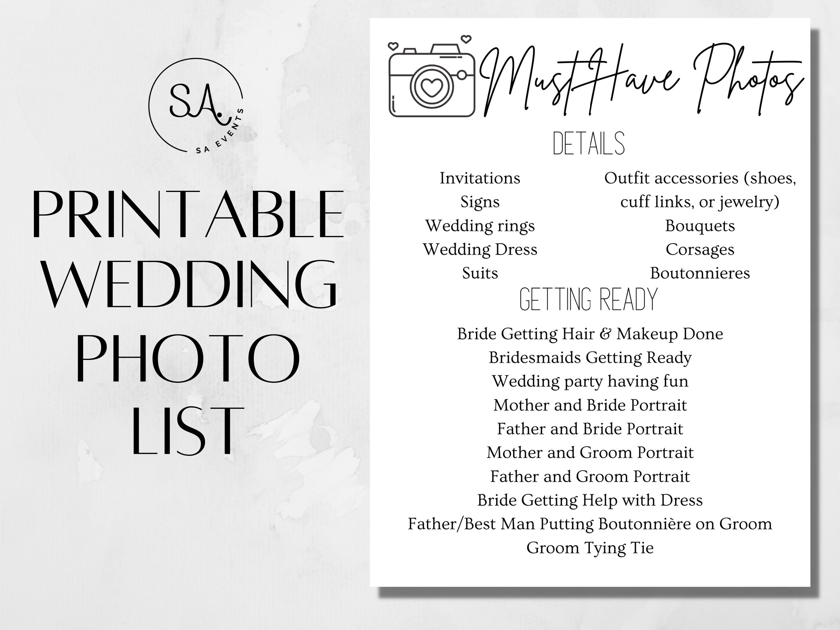 Printable Wedding Photo Must Have List PDF NEW PRICE Photography Family Printable Wedding Photo Must Have List PDF NEW PRICE Photography Family