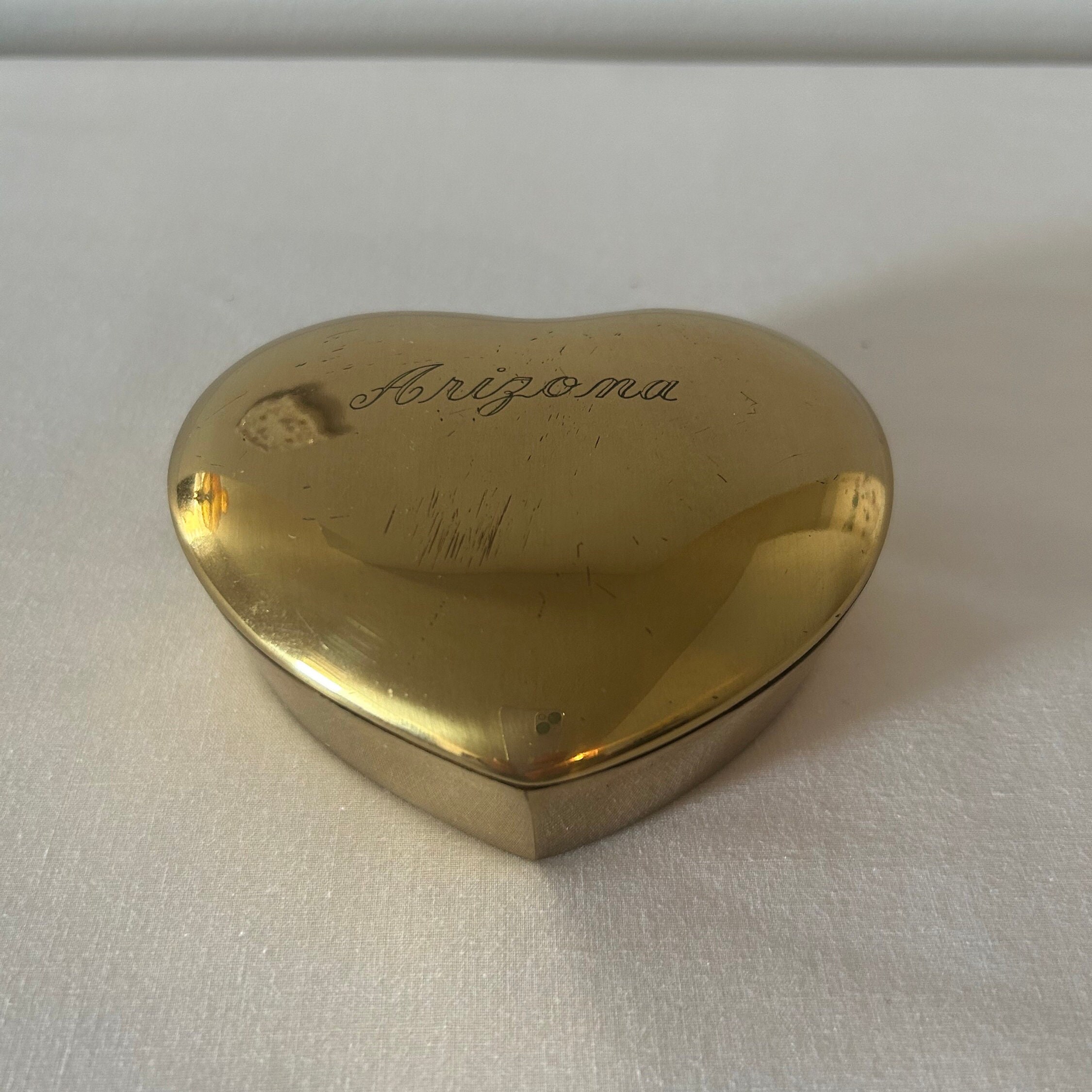 Vintage Brass Heart Shaped Jewelry Box Engraved Trinket Box - Etsy