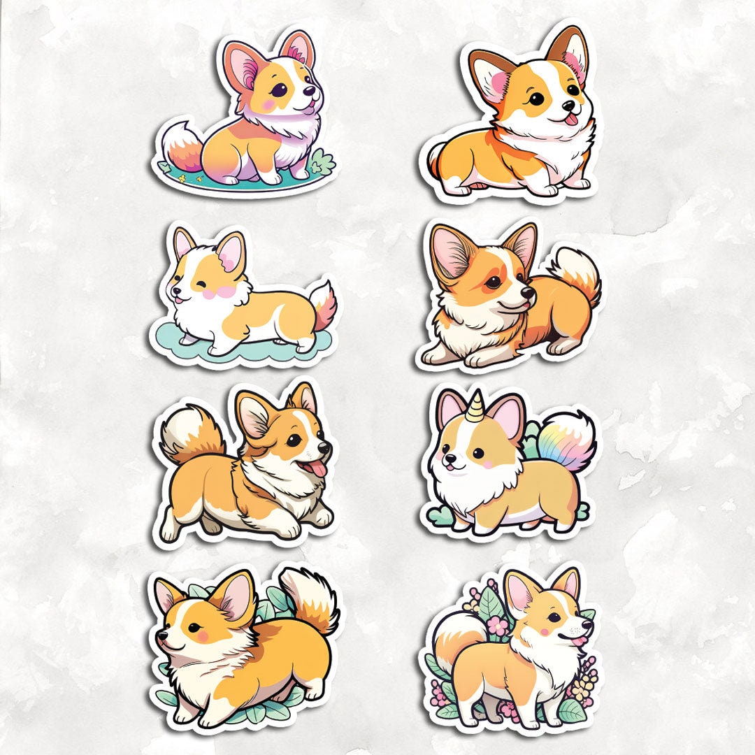 Corgi Sticker Set Cute Corgi Sticker Cute Stickers Kawaii - Etsy