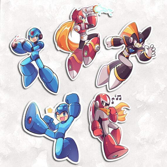 Mega Man Sticker Set Cartoon Vinyl Sticker Bundle Vinyl - Etsy